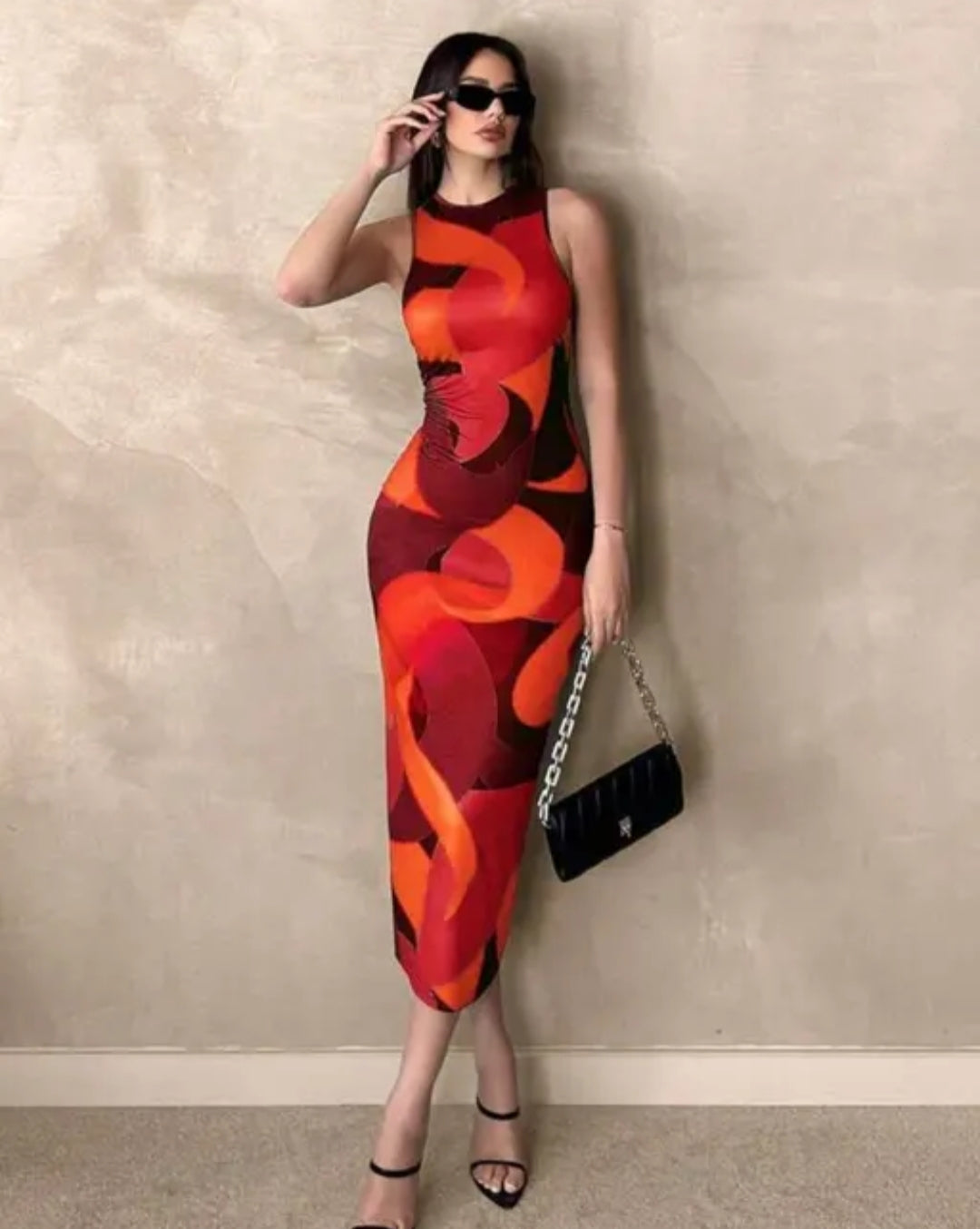 Warm Colored Pattern Dress – My Store